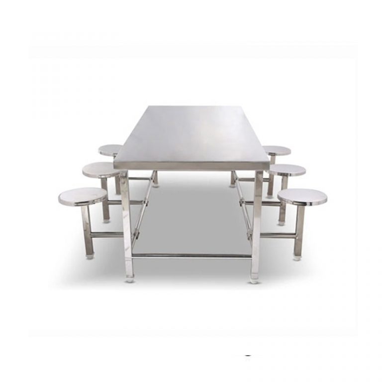 SS Dining Table With Folding Stool - Industrial, Commercial Kitchen ...